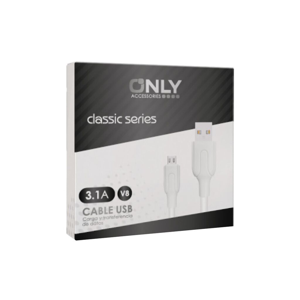 CABLE USB MOD 48 CLASSIC – V8 – BLANCO – PickCel